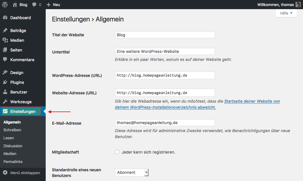 WordPress Anleitung Teil 2: Der WordPress Admin Bereich